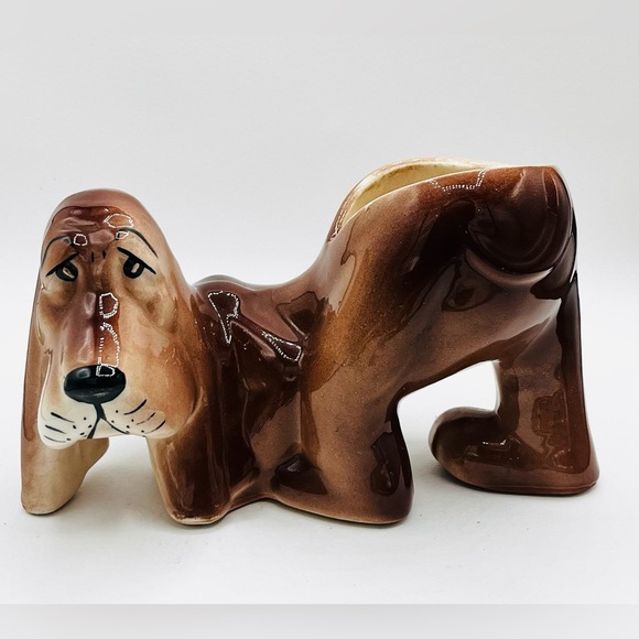 Accents | Vintage Mcm Bassett Hound Dog Planter Figurine Euc 45x7 Hand ...